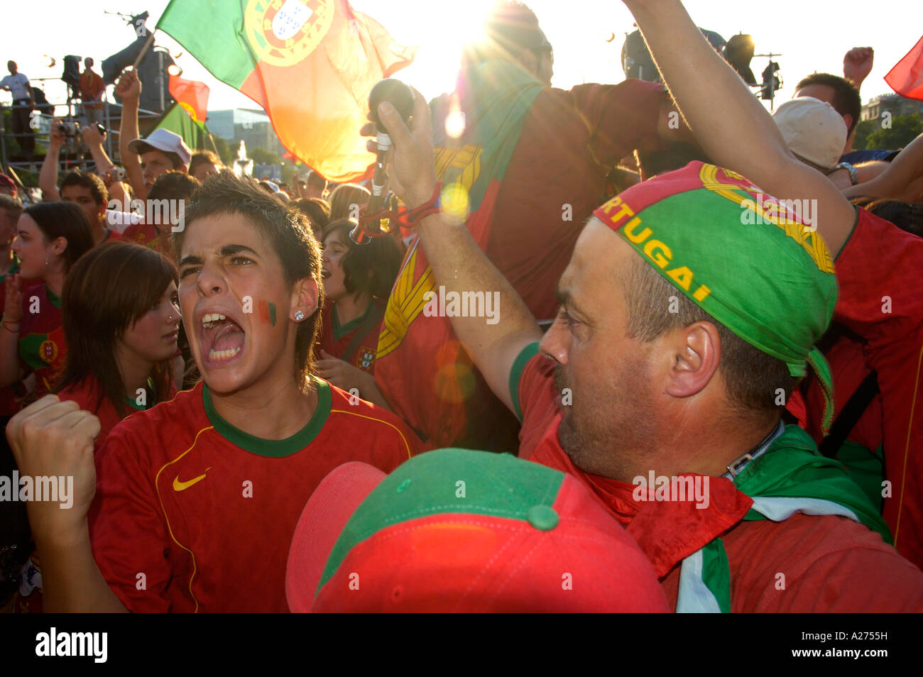 Football World Cup 2006: Portugese Fans Stuttgart, Baden-Wuerttemberg ...