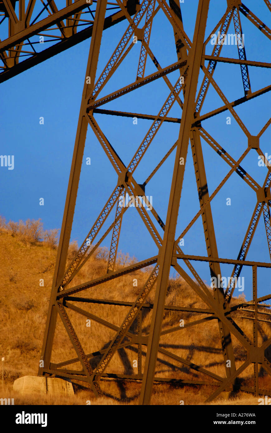 High Level Train Bridge over the Old Man River in Lethbridge Alberta in ...