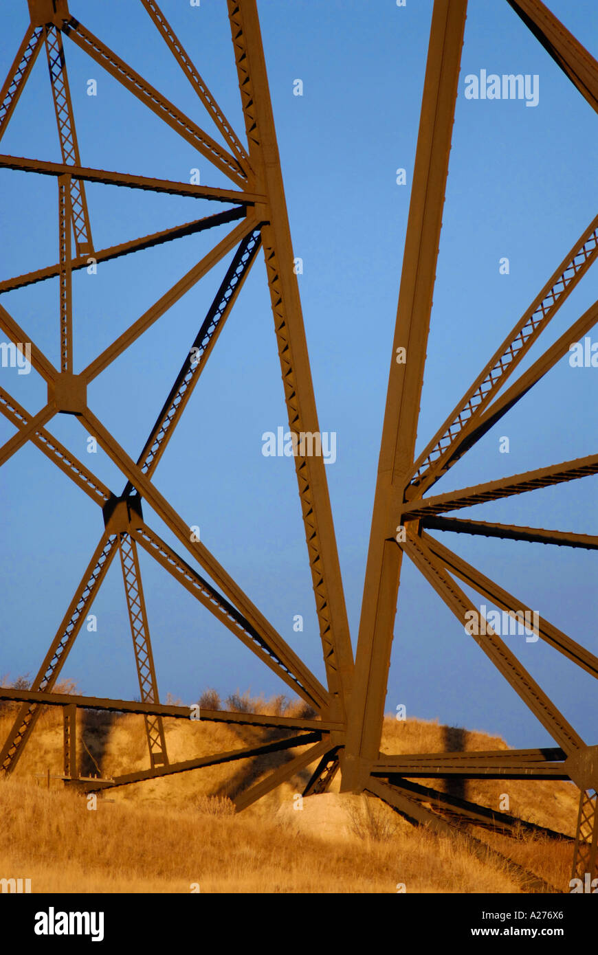 High Level Train Bridge over the Old Man River in Lethbridge Alberta in ...