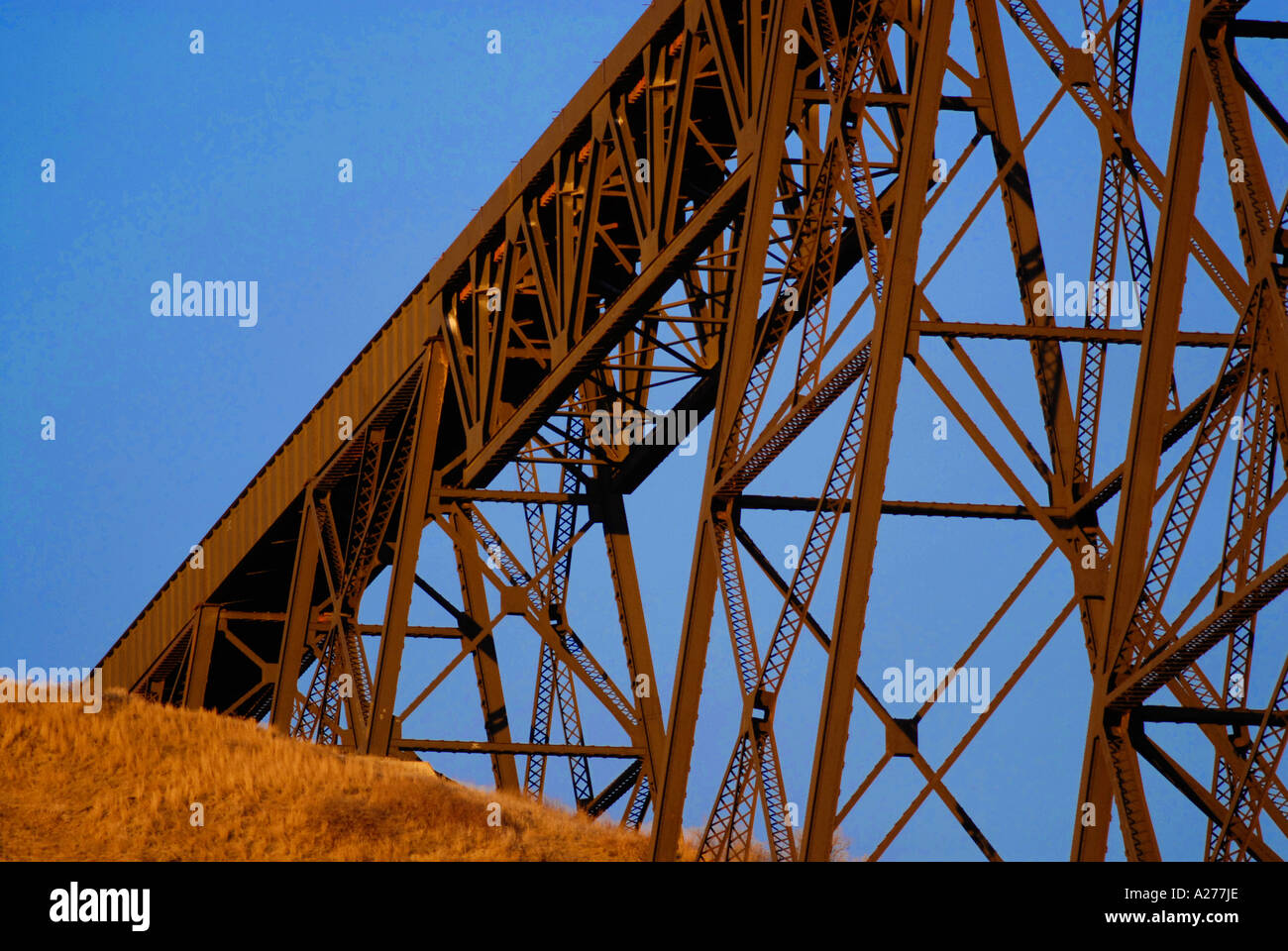 High Level Train Bridge over the Old Man River in Lethbridge Alberta in ...