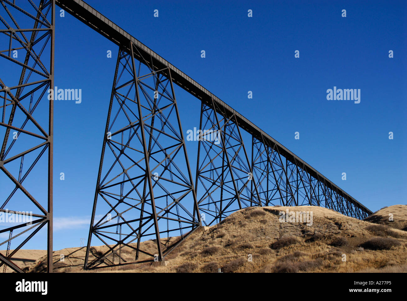 High Level Train Bridge over the Old Man River in Lethbridge Alberta in ...