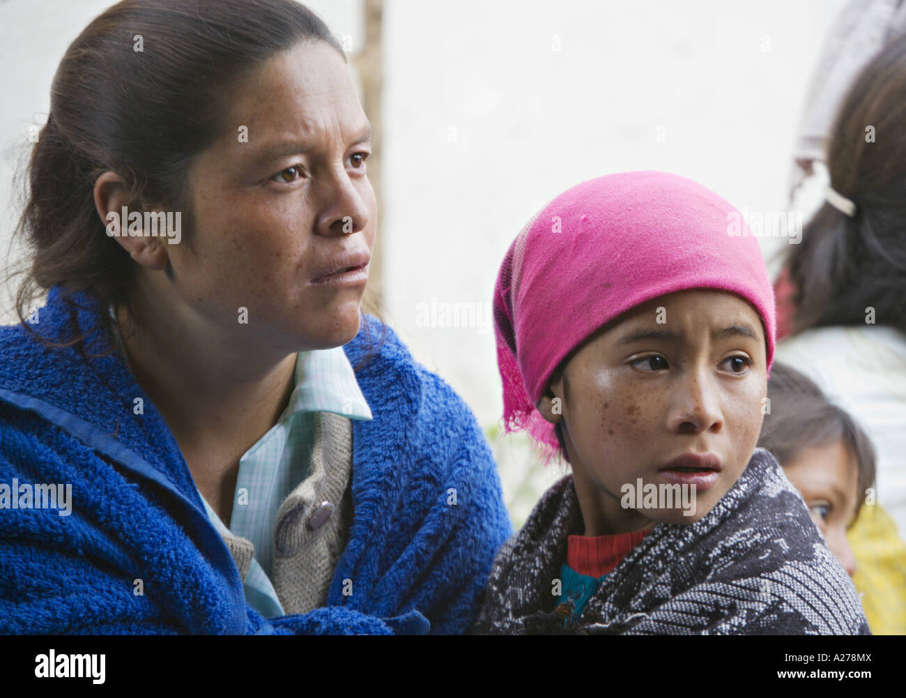 GUATEMALA CAPELLANIA Indigenous Maya Quiche mother and daughter in ...