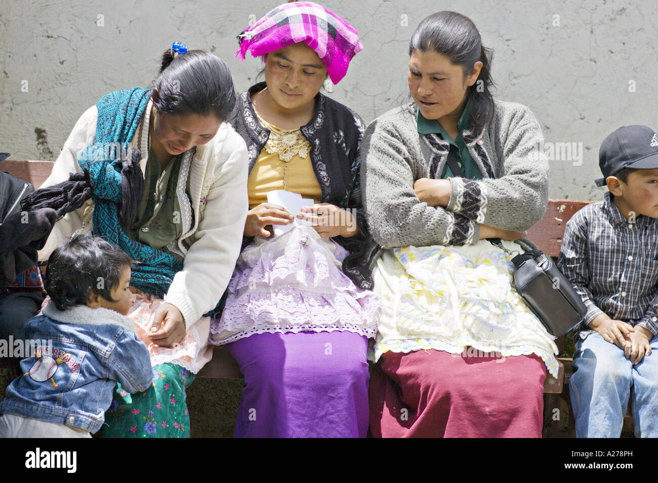 GUATEMALA CAPELLANIA Indigenous young Maya Quiche mothers and children ...