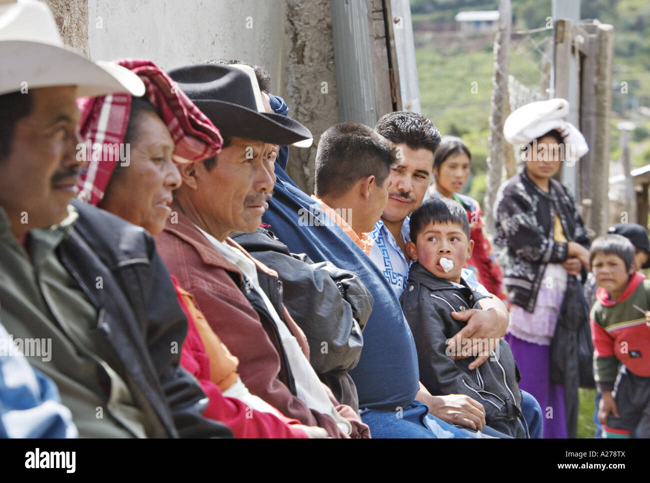 GUATEMALA CAPELLANIA Indigenous Maya Quiche men in cowboy hats and ...