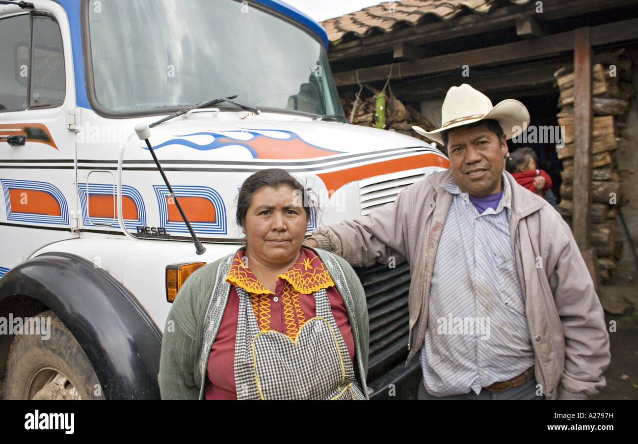 GUATEMALA CAPELLANIA Indigenous Maya Quiche man and wife pose proudly ...