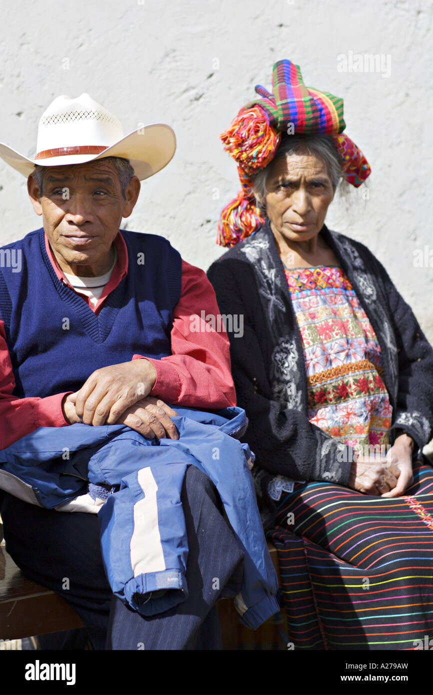 GUATEMALA CAPELLANIA Maya Ixil woman in colorful traditional hand ...