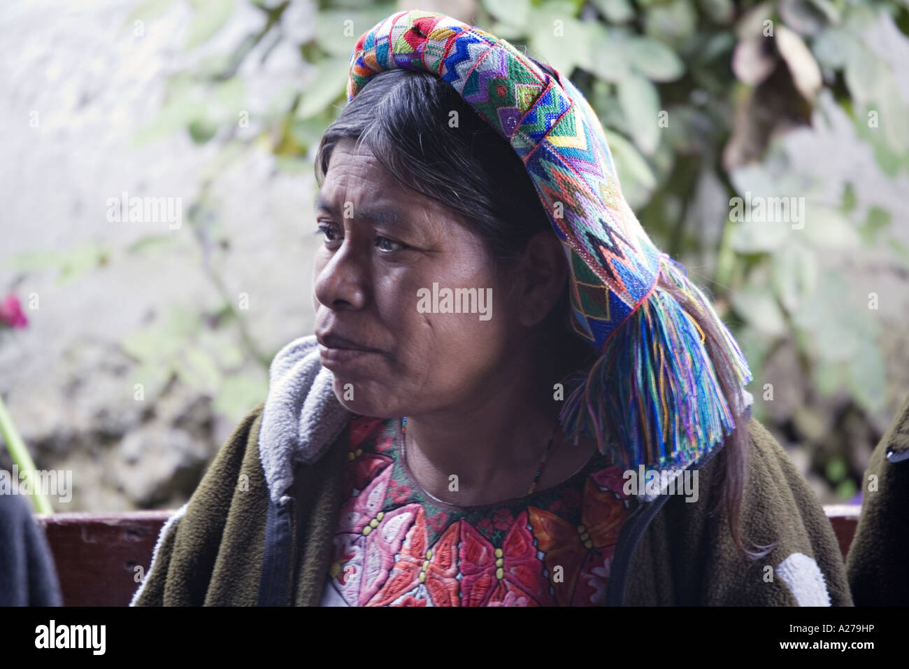 GUATEMALA CAPELLANIA Maya Ixil woman in colorful traditional hand ...