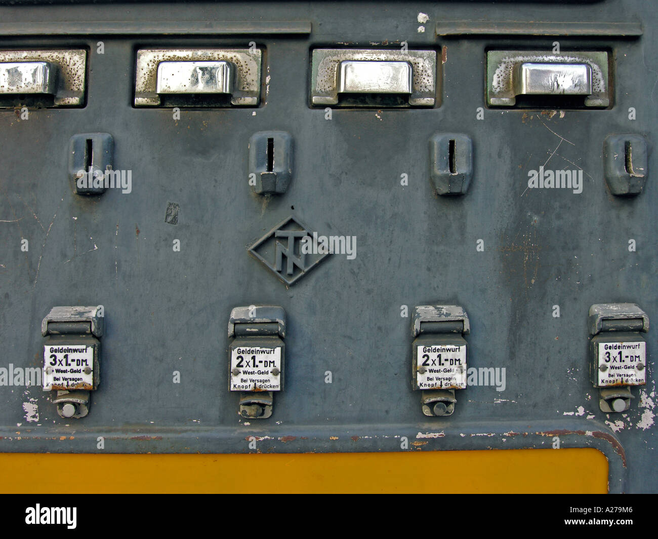 old cigarette automat with insertion for coins for 2 and 15 west german ...