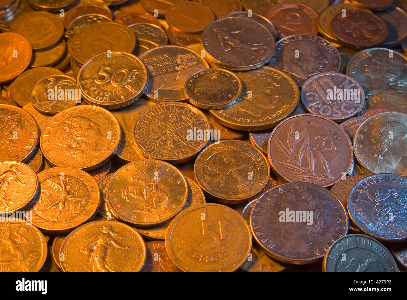 different lapsed old european coins before inauguration of euro Stock ...