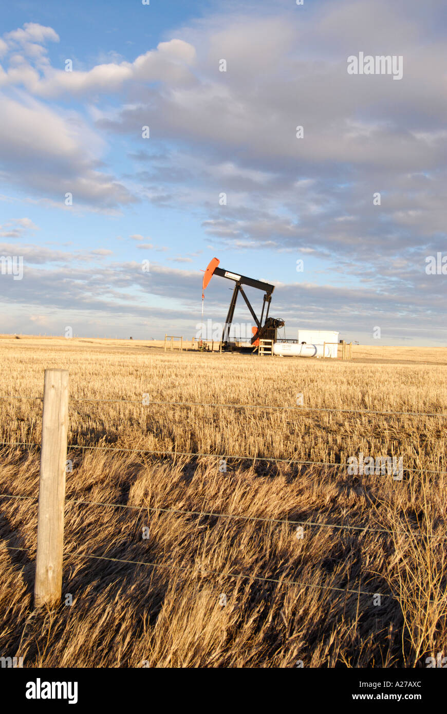 OIl pump drawing oil from reservoir in southern Alberta Canada oil ...