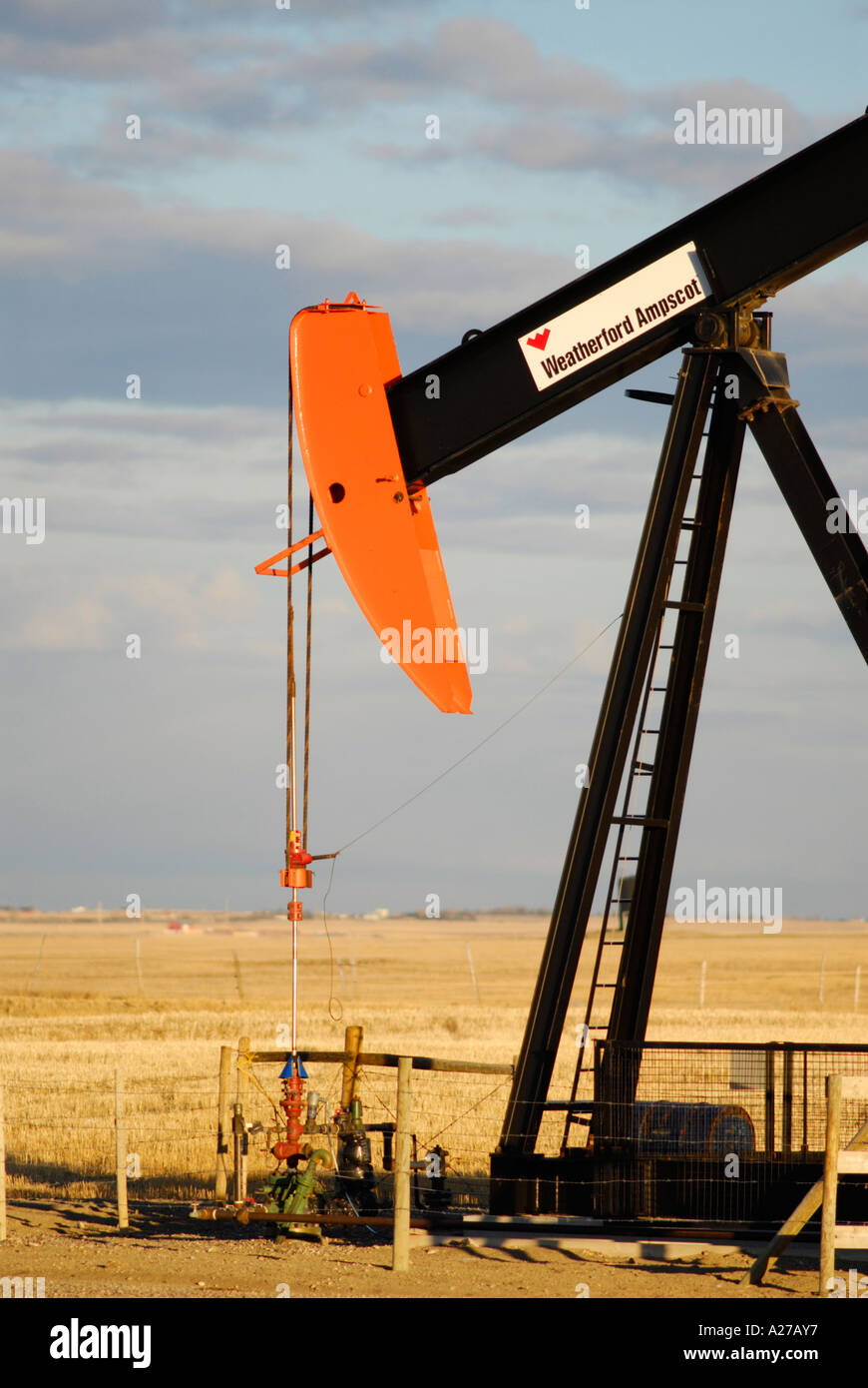OIl pump drawing oil from reservoir in southern Alberta Canada oil ...