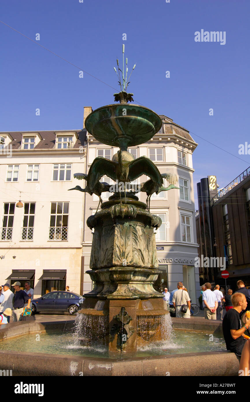 The Stork fountain in Amagertorv Square in Copenhagen Denmark Stock ...