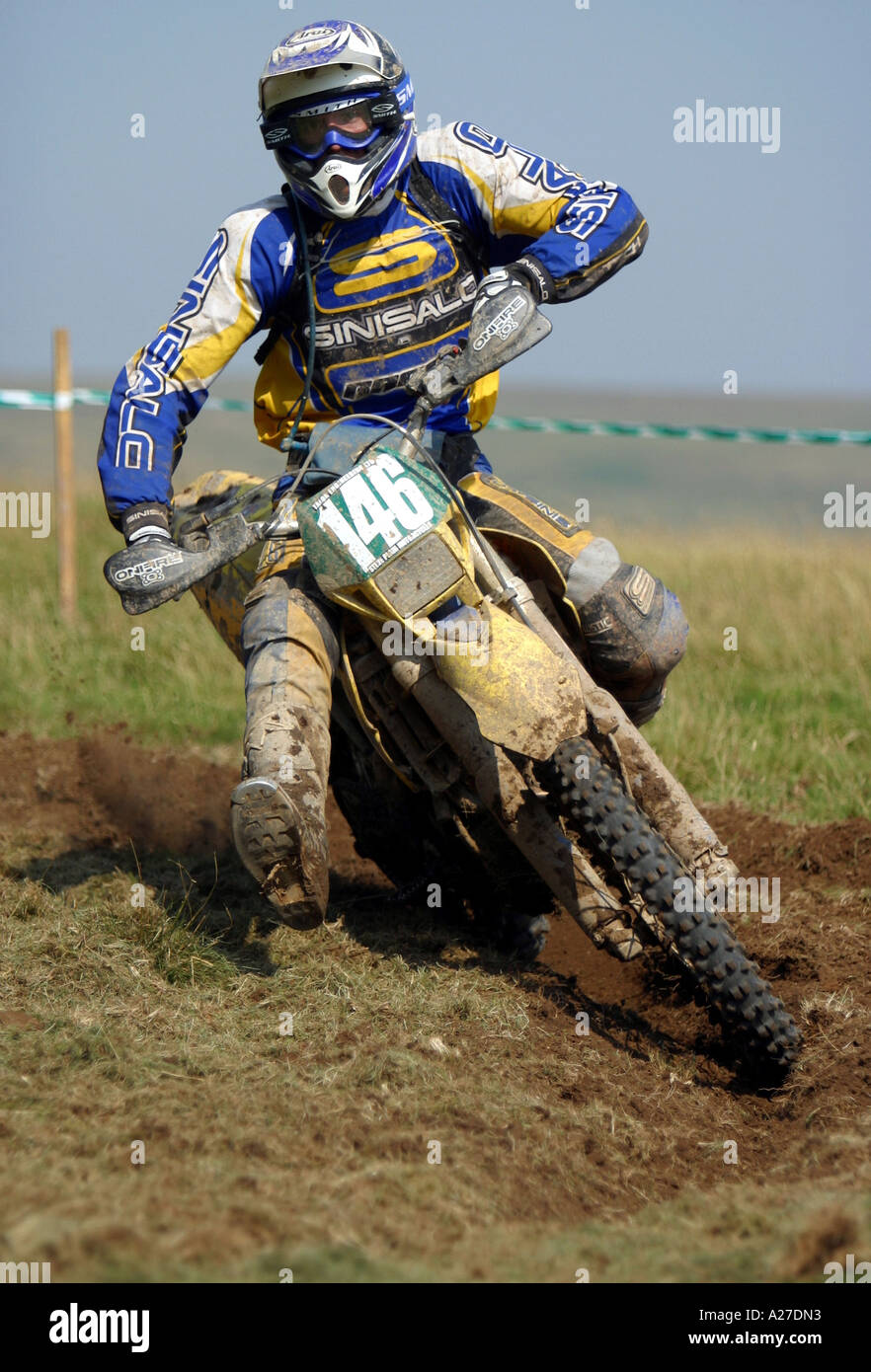 Enduro Rider competing in a special test at an enduro in wales Stock ...