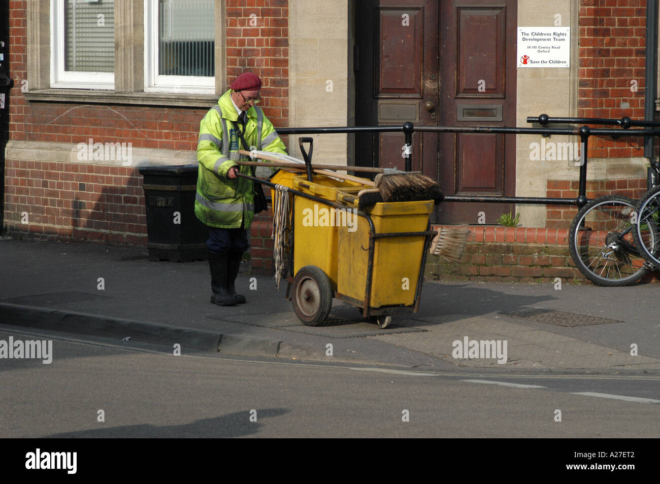 Street cleaner and dust cart Stock Photo - Alamy