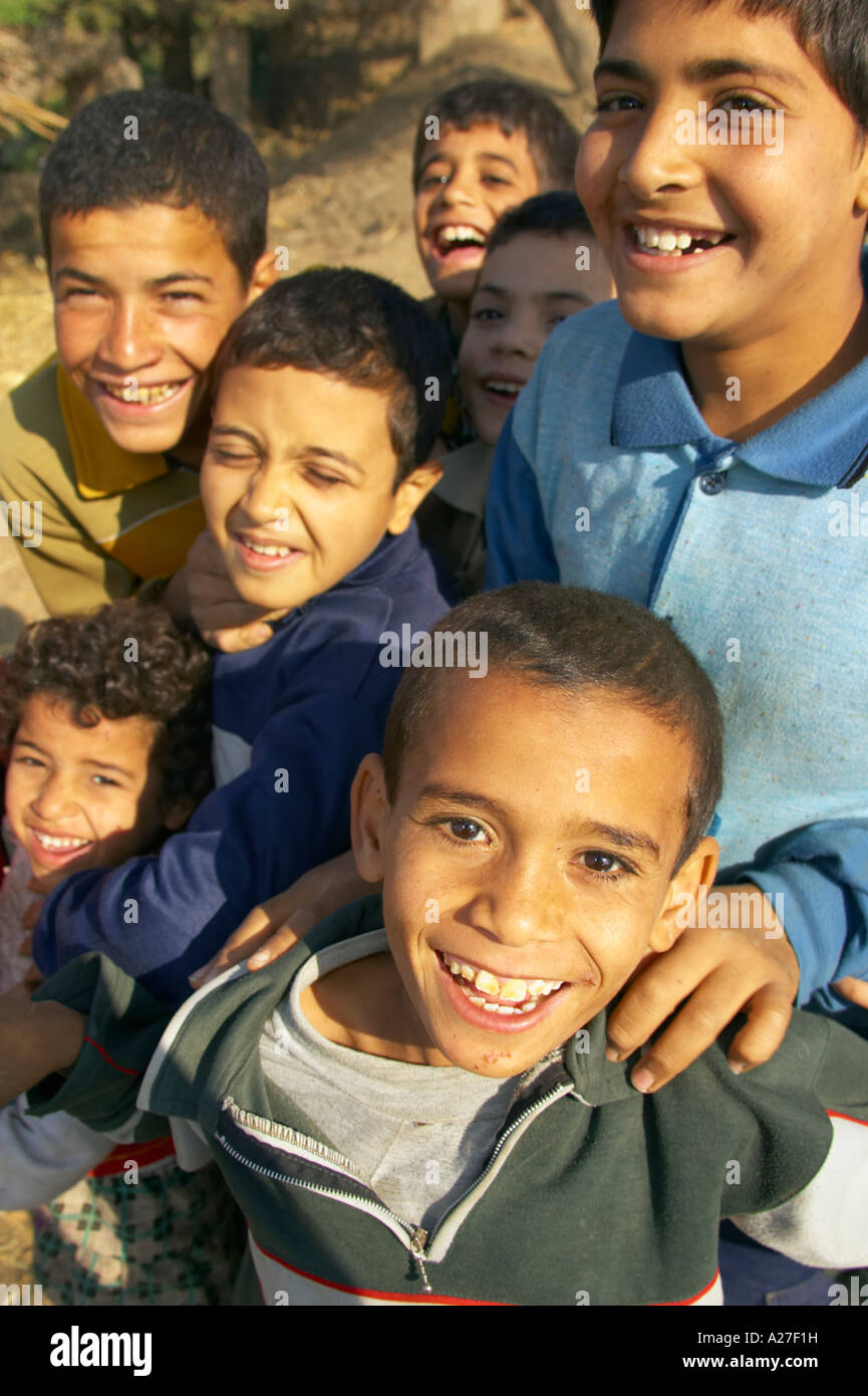 Egyptian Children outdoors Happy Smiling and Laughing Stock Photo - Alamy