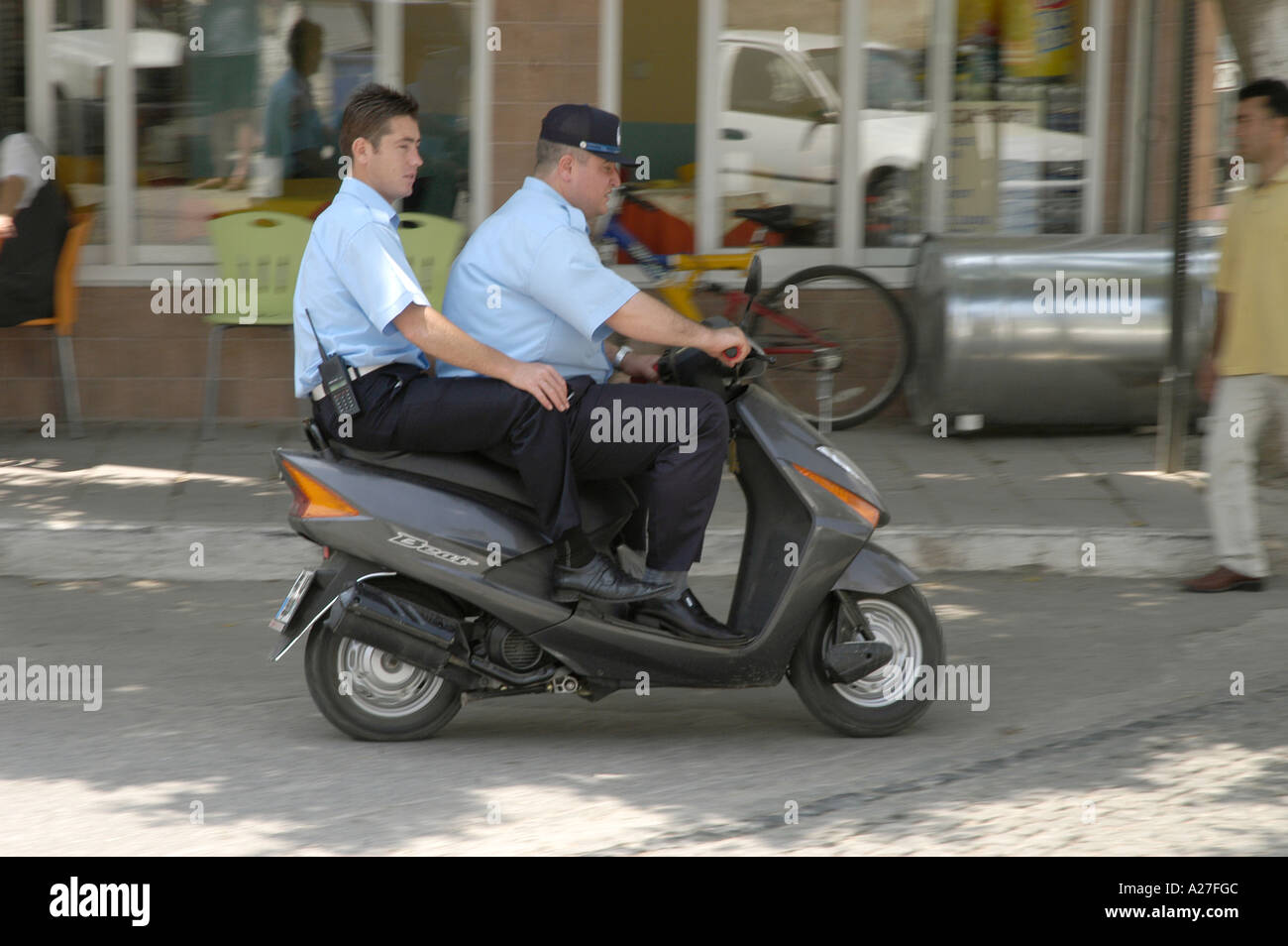 Police on a scooter on the streets of Bodrum in Turkey Stock Photo - Alamy