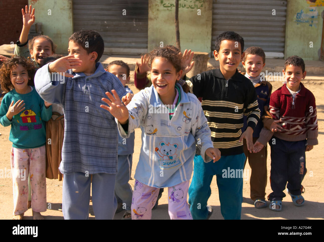 Egyptian Children Laughing and Joking On Streets Of Egypt Stock Photo ...