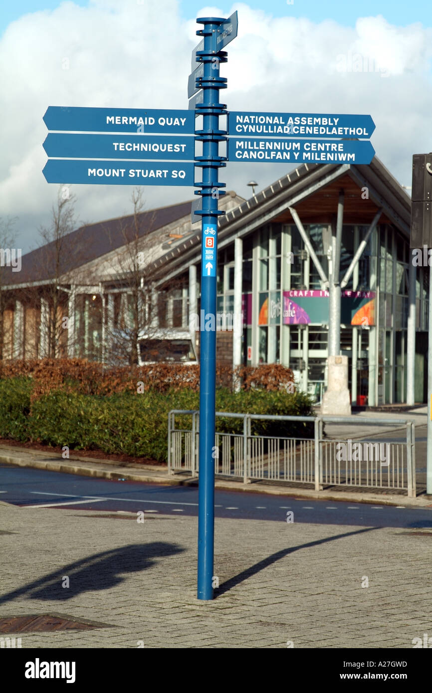 Directional signs outside restored maritime warehouse now a craft ...
