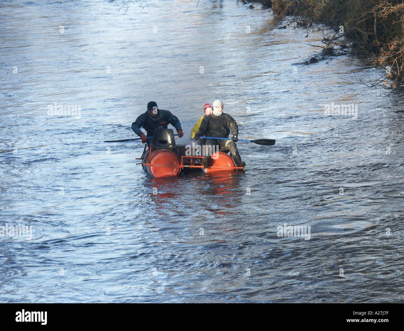 Raft on river Stock Photo - Alamy