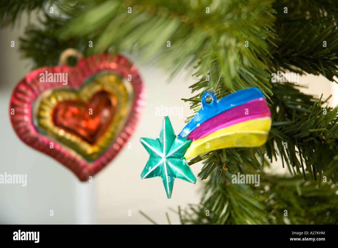 Mexican tin tree Christmas decorations Stock Photo - Alamy