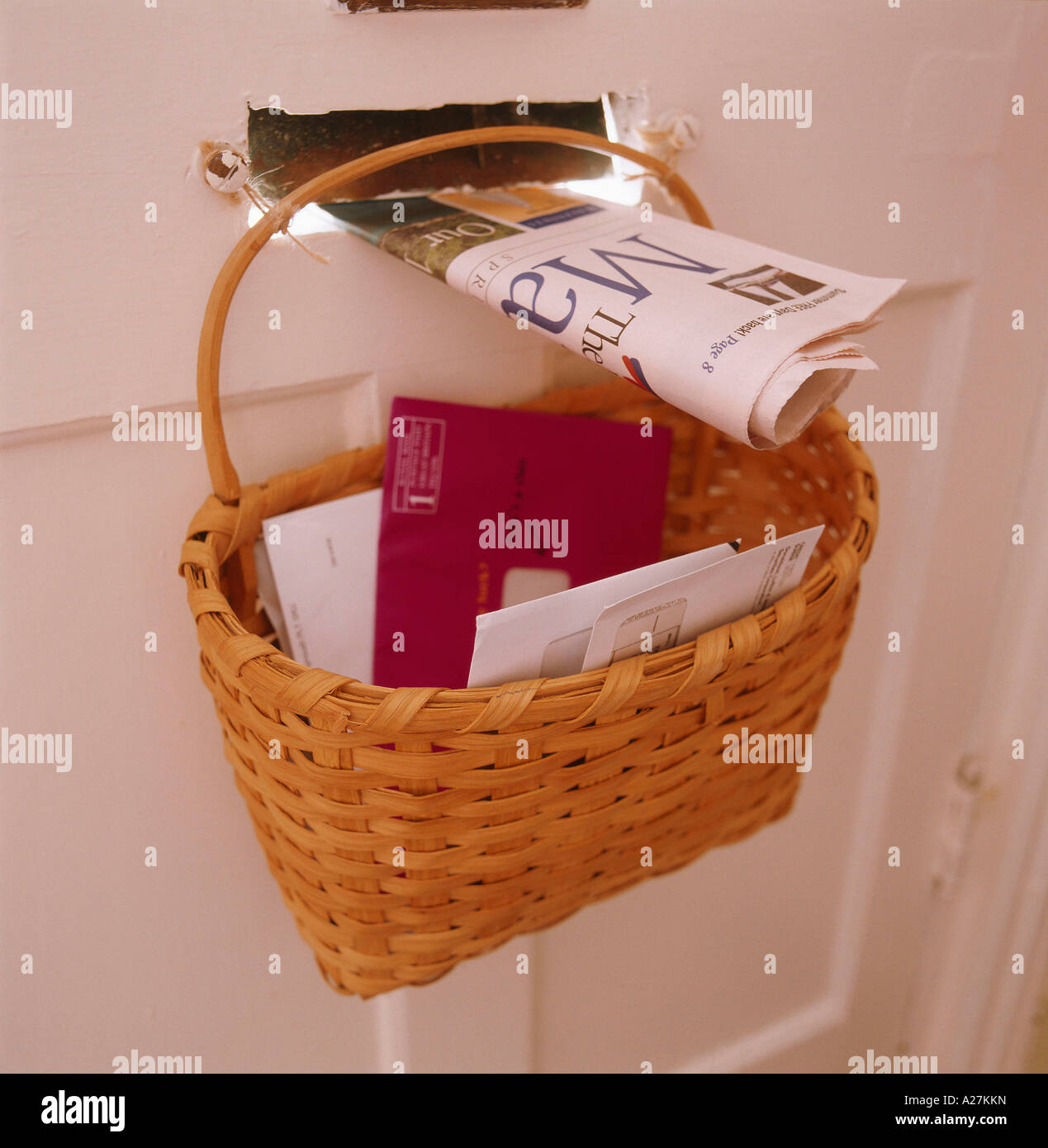 Inside of front door with letterbox Stock Photo - Alamy