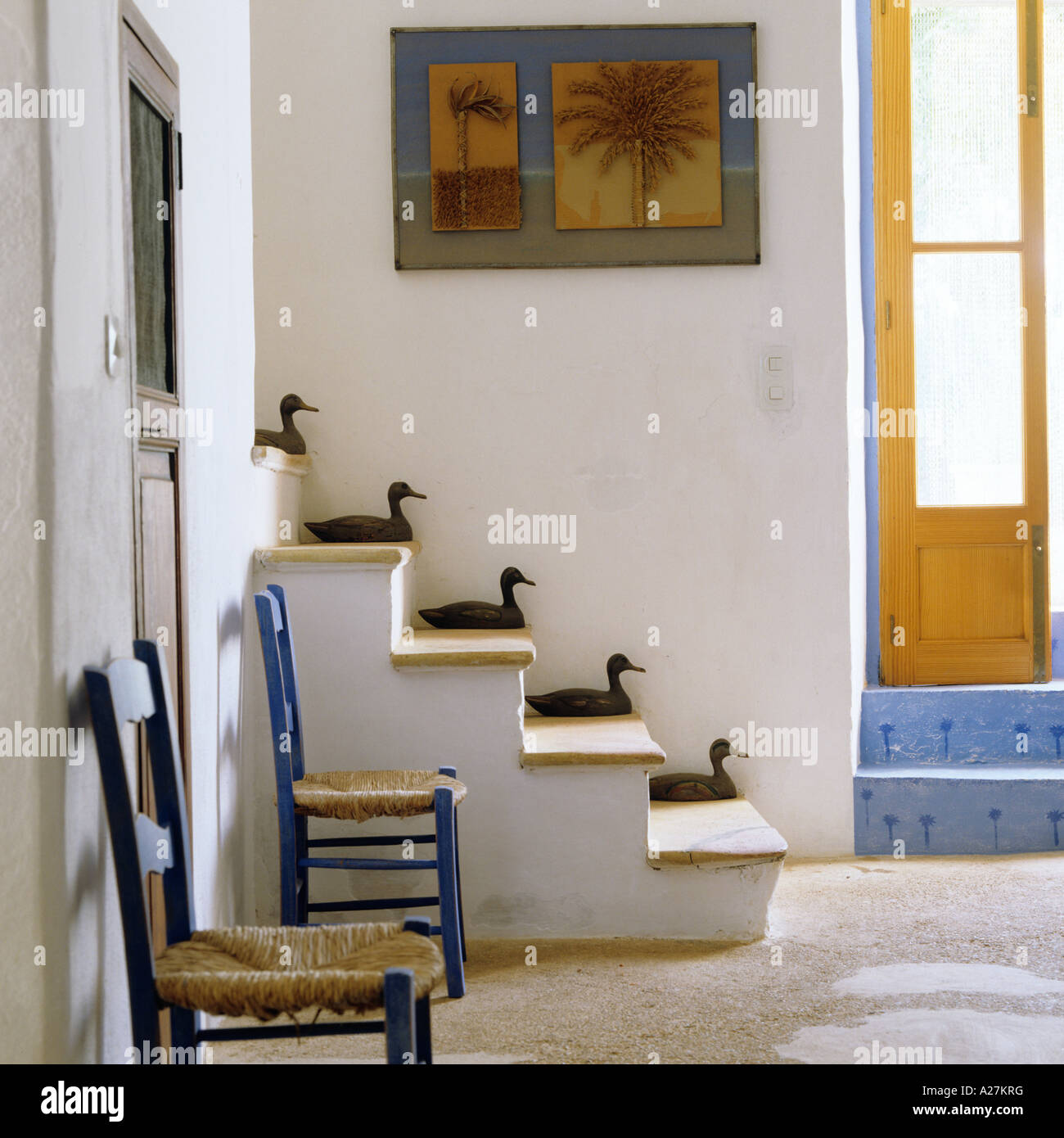 steps with decoy ducks in a Mediterranean interior Stock Photo - Alamy