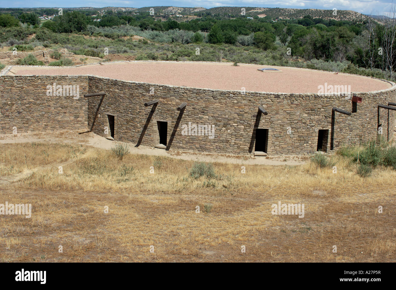 Anasazi/Ancestral Puebloan great kiva reconstructed at Aztec National ...