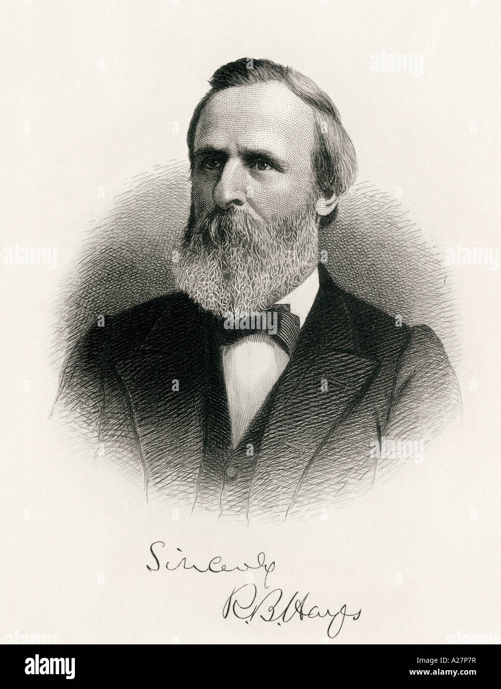 President Rutherford B. Hayes with autograph. Steel engraving Stock ...