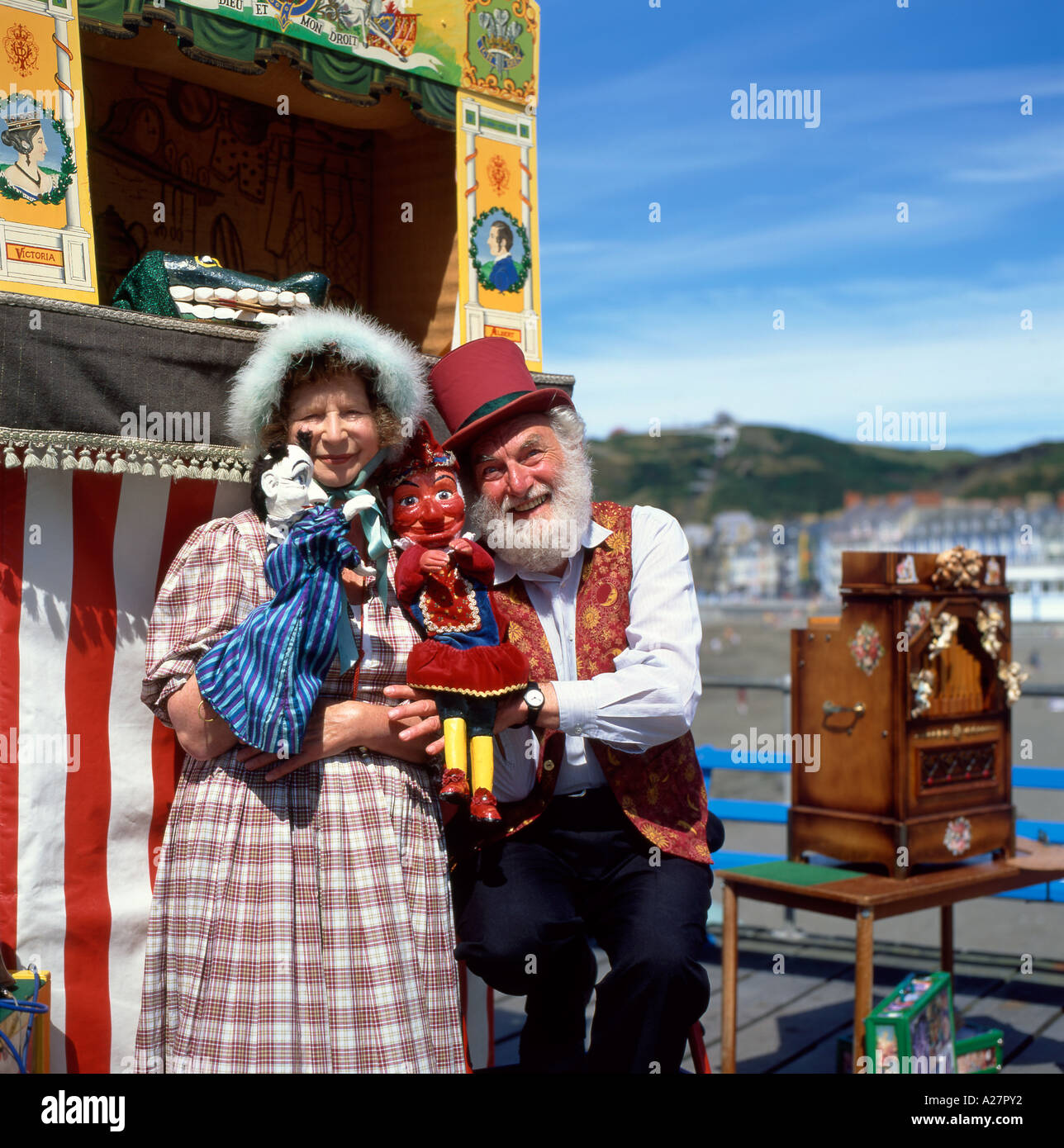 Pensioners Des Turner & wife with their Punch and Judy Show puppets ...