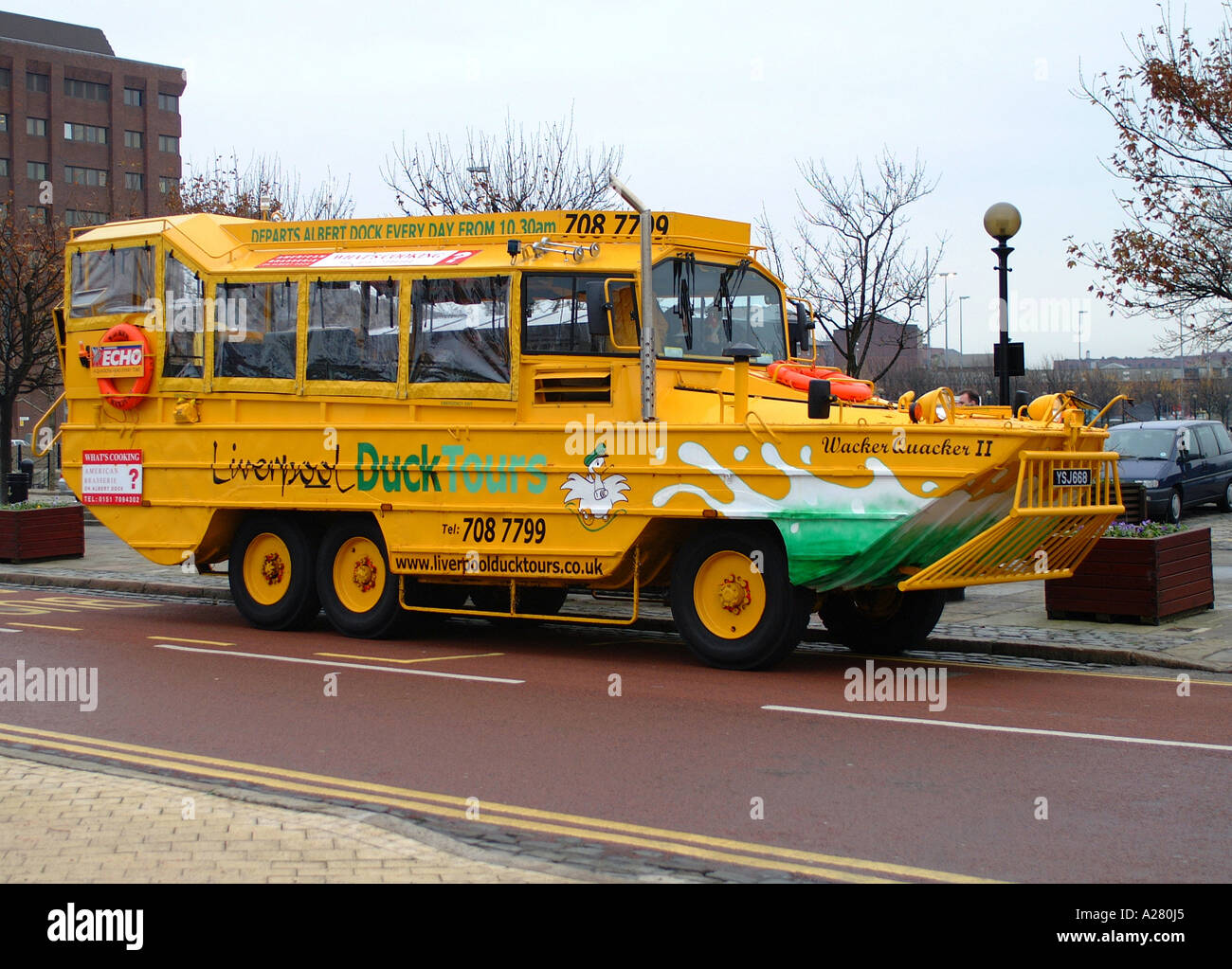 Bright Yellow DUKW Tourist Vehicle in Liverpool Merseyside England ...