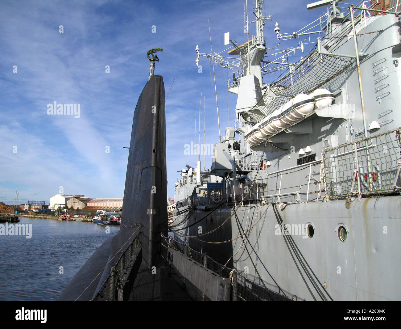 The Conning Tower and Deck of HMS Onyx and Side of HMS Plymouth at ...