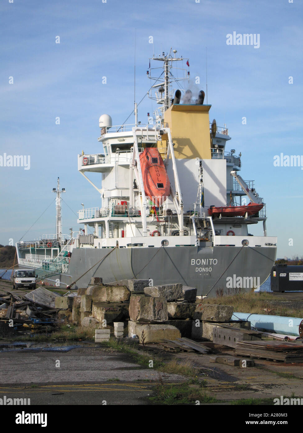 Cargo Ship Bonito Docked in River Mersey Near Port Sunlight Wirral ...