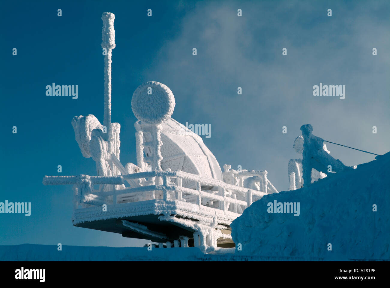 Frozen communication devices Der Untersberg Salzburg Austria Stock ...