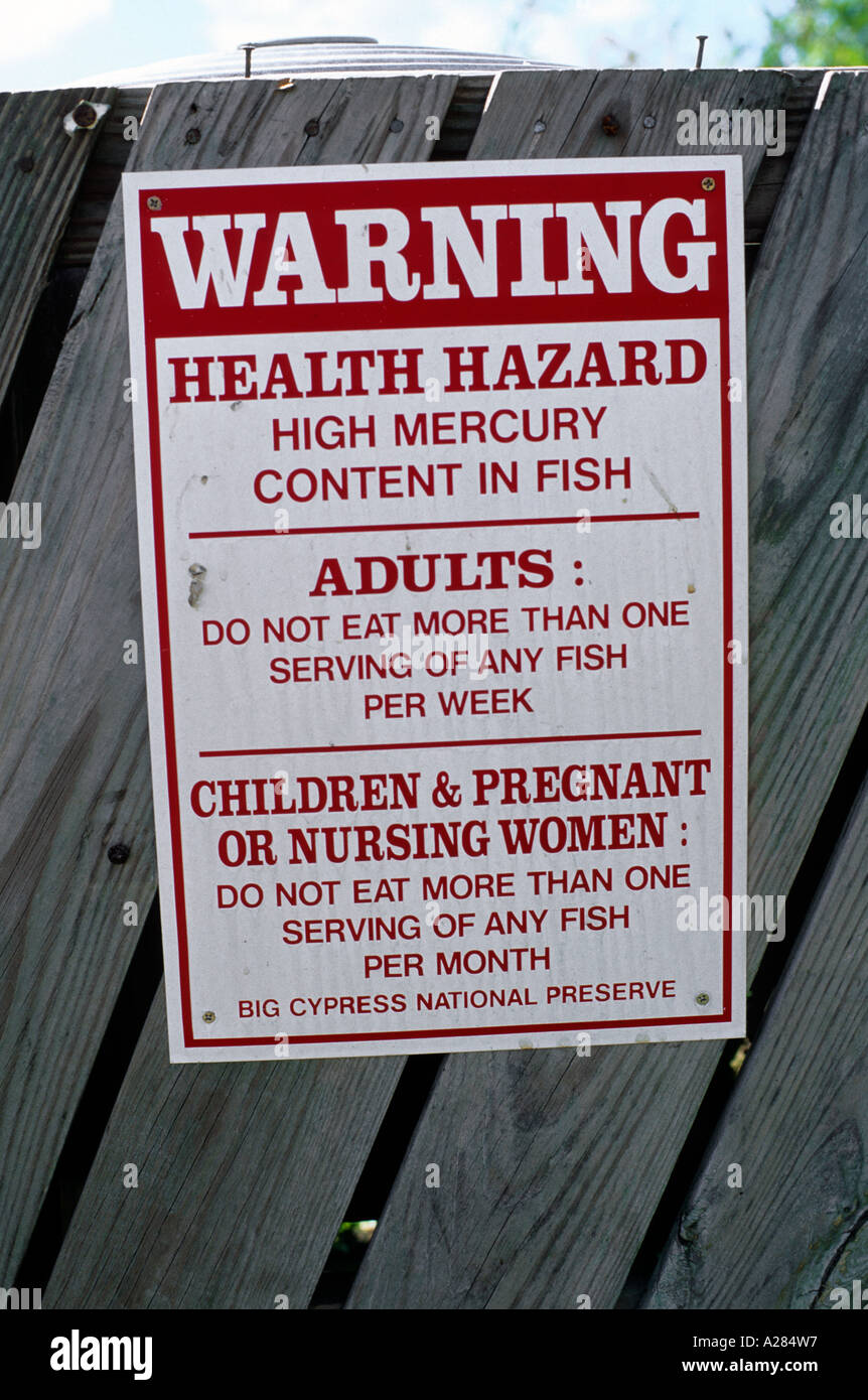 Mercury health warning sign in Florida Stock Photo - Alamy