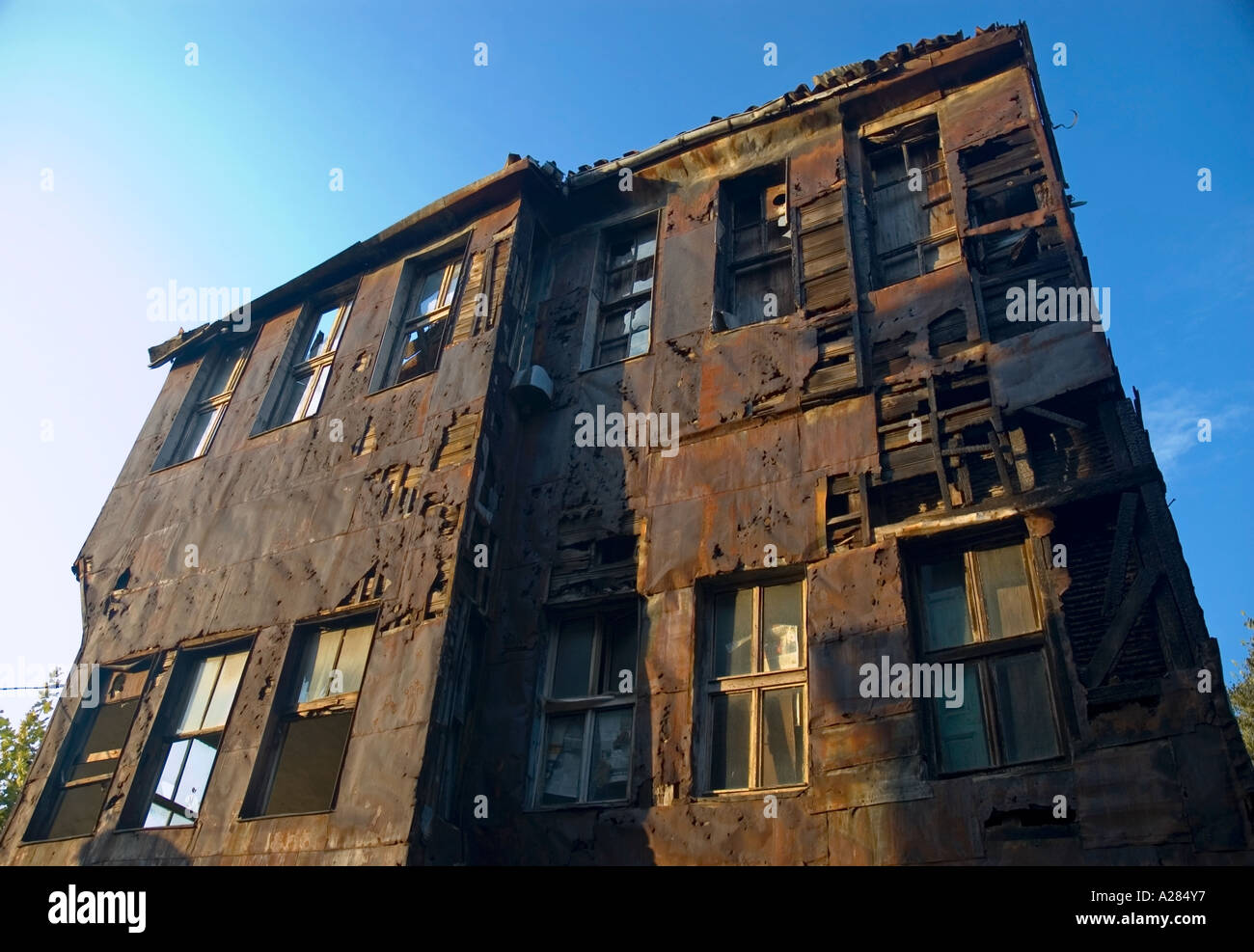 Rusty exterior steel sheet cladding of a house in Sultanahmet, Istanbul ...