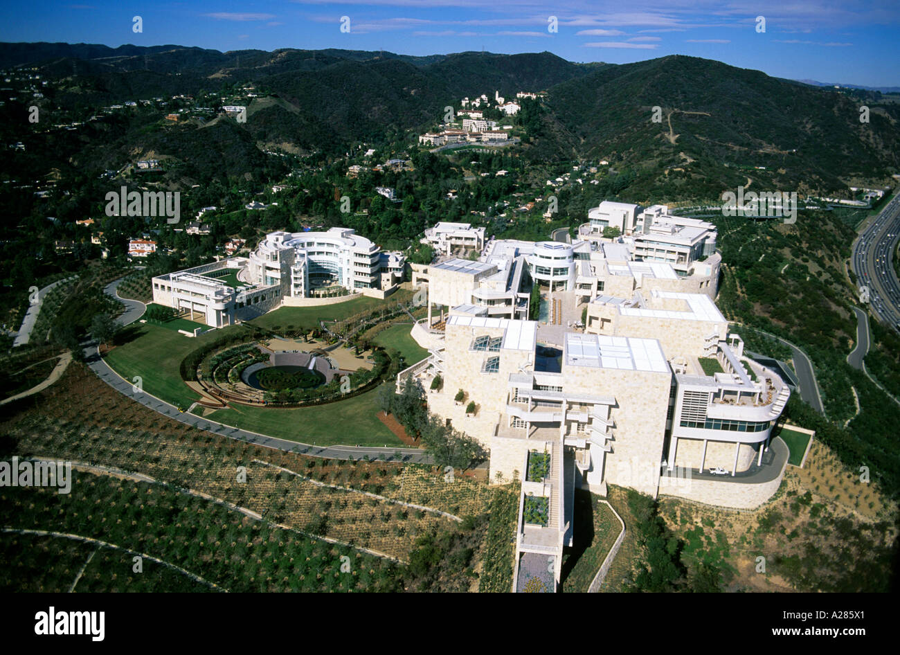 An aerial view of the Getty Center in Los Angeles, California Stock ...
