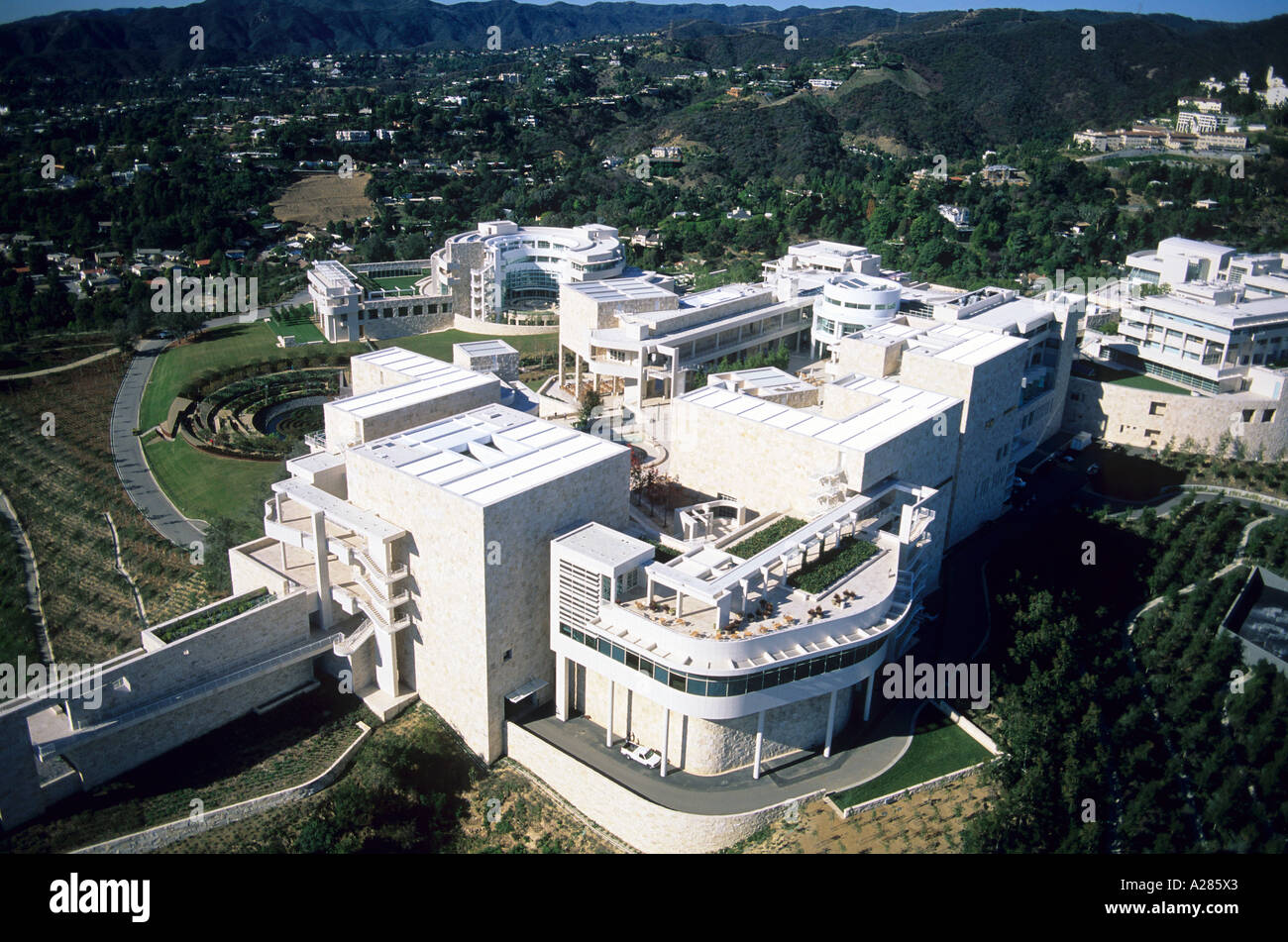 An aerial view of the Getty Center in Los Angeles, California Stock ...