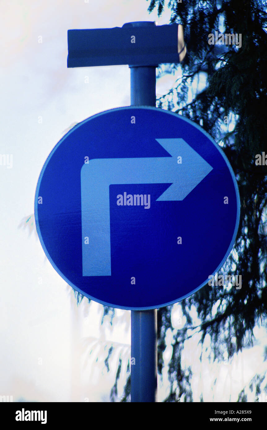 Right Turn Sign Stock Photo - Alamy