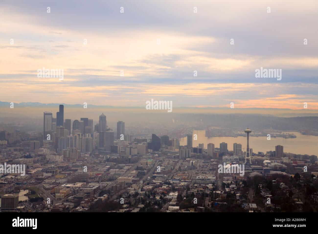 Seattle skyline from the air Stock Photo - Alamy