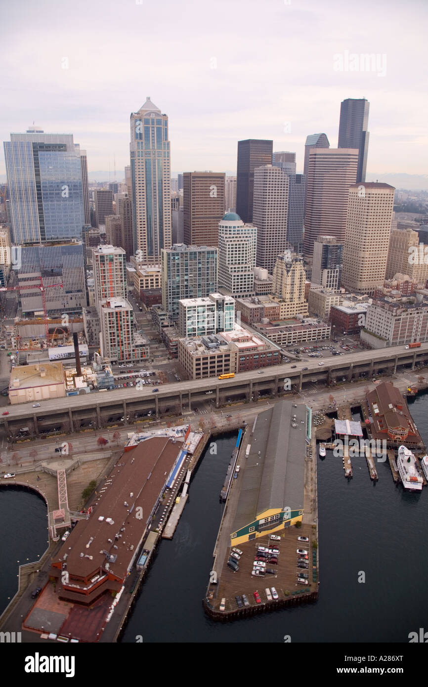 Seattle waterfront and Piers Stock Photo - Alamy