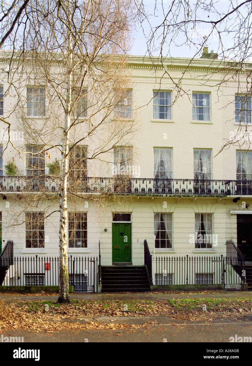Regency style town houses, Street scene, Cheltenham, Cotswolds ...