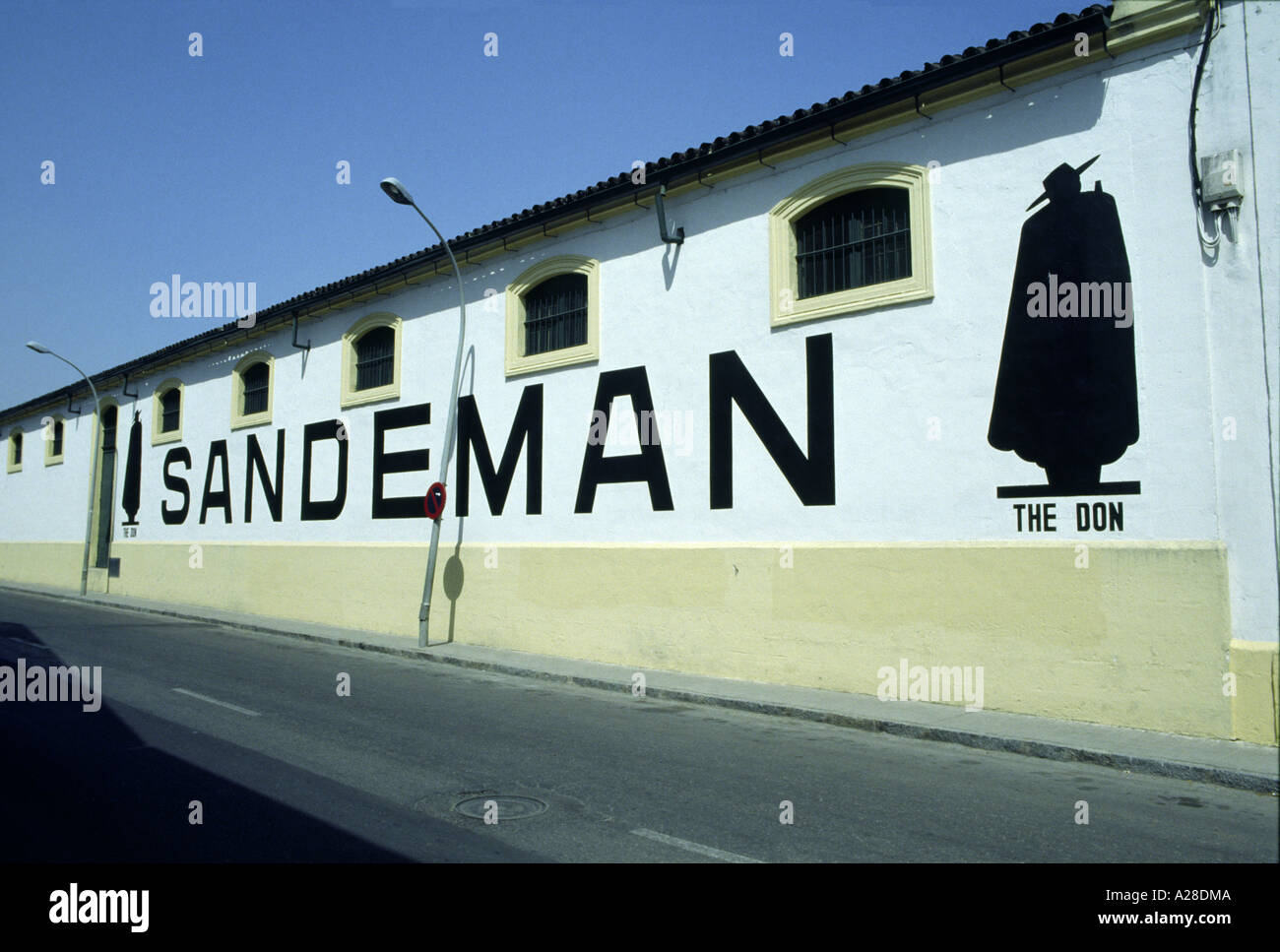 Exterior wall of Sandeman sherry Bodega, Jerez de la Frontera, Spain ...