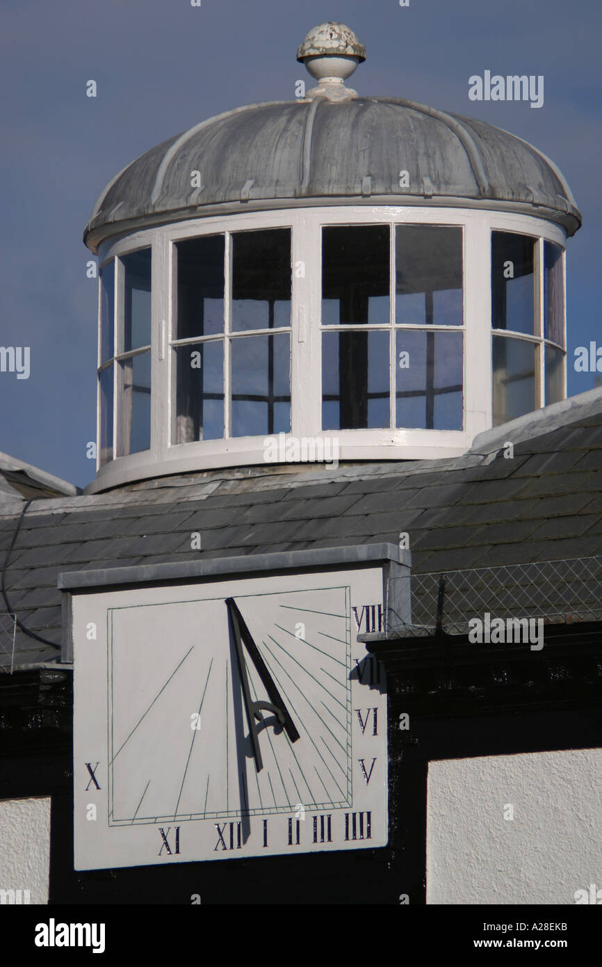Sundial and window tower Exeter Institute Stock Photo - Alamy