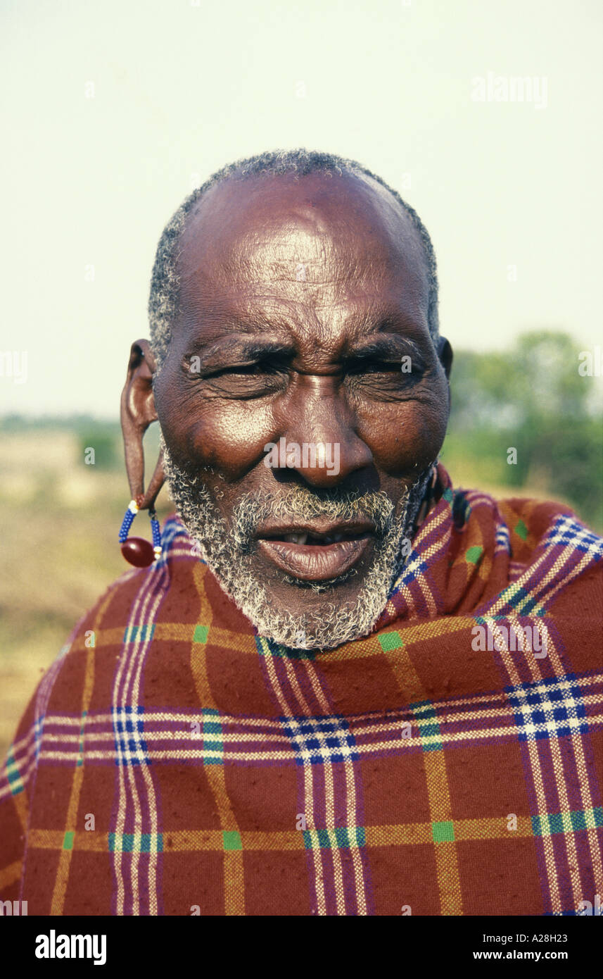 Portrait of Maasai elder or old man Kenya East Africa Stock Photo - Alamy
