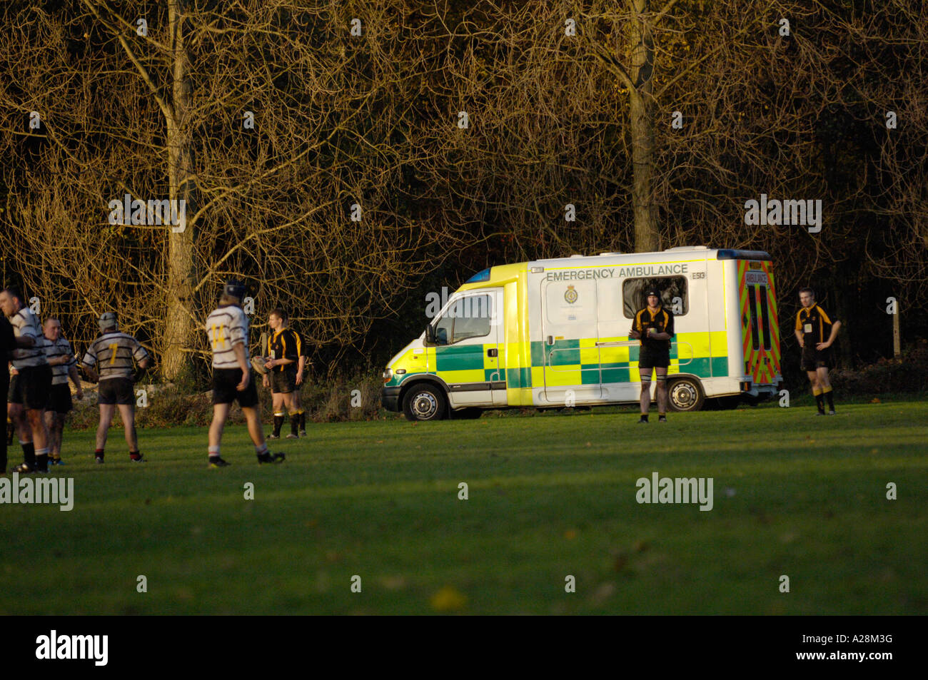 Emergency Ambulance at Football match Stock Photo - Alamy