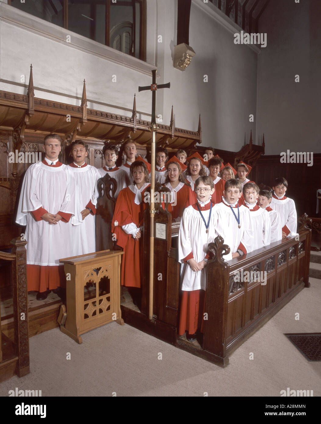 Church choir singing in chapel, Surrey, England, United Kingdom Stock ...