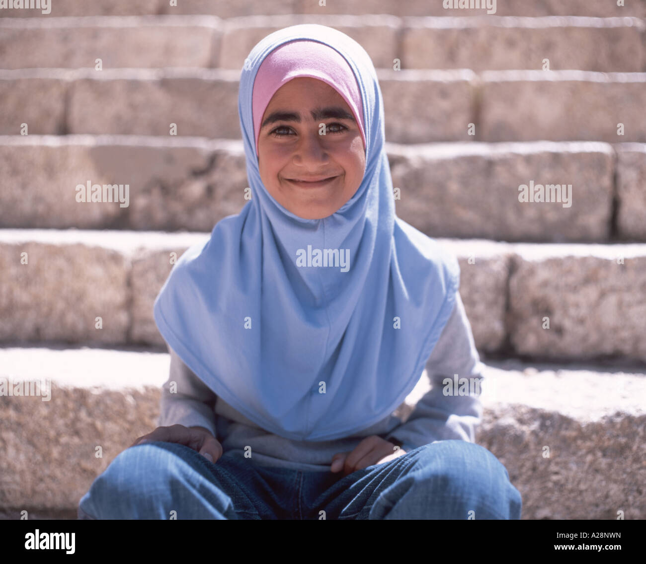 Local Arab Girl Sitting On Step Baalbeck Bekaa Valley Republic Of