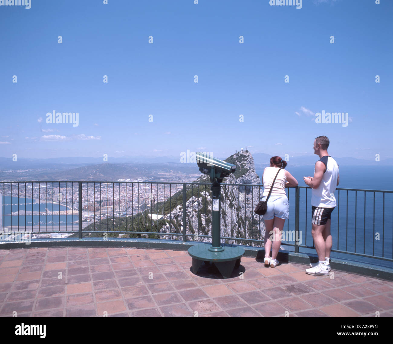 Spanish mainland and Rock of Gibraltar from Lenea Rock lookout ...