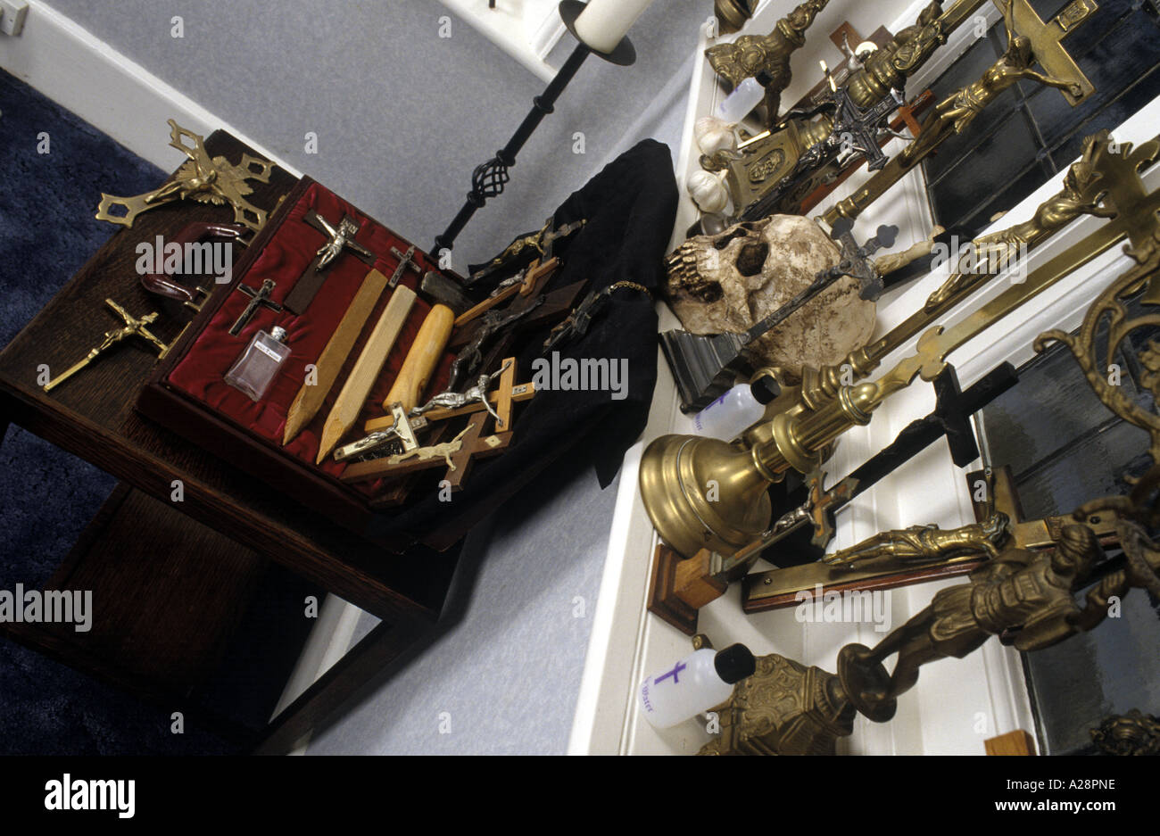 a vampire slayers kit at Bishop Sean Manchester's house England Stock ...