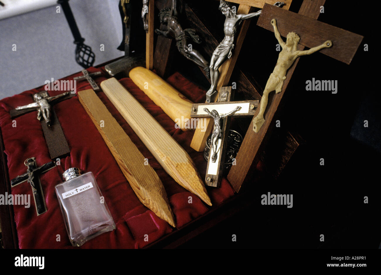 a vampire slayers kit at Bishop Sean Manchester's house England Stock ...